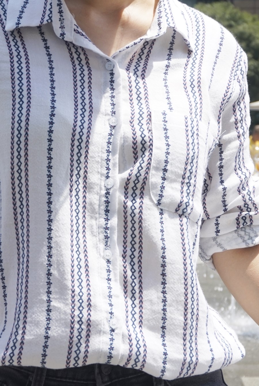 Plug 미니 패턴 스트라이프 셔츠광화문룩 남방 남방셔츠 여자셔츠 블라우스 여성블라우스 예쁜블라우스 스트라이프블라우스 가을블라우스