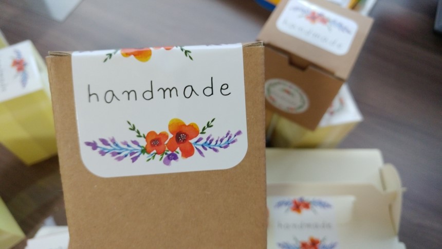 손그림 사각 라운딩 밀봉 스티커 핸드메이드 수제 공방 꽃집 쿠킹 창업 상자 스티커 Handmade 문구 네이버 블로그