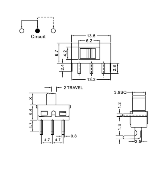 SS-12D11-G5 3P 앵글 타입 슬라이드 스위치 - 스위치올