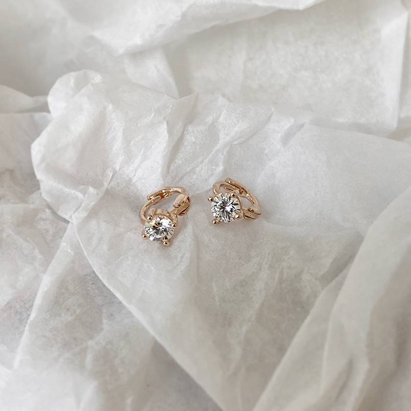 (무배/실버925) 14k 로즈골드 초미니 큐빅 원터치 링귀걸이