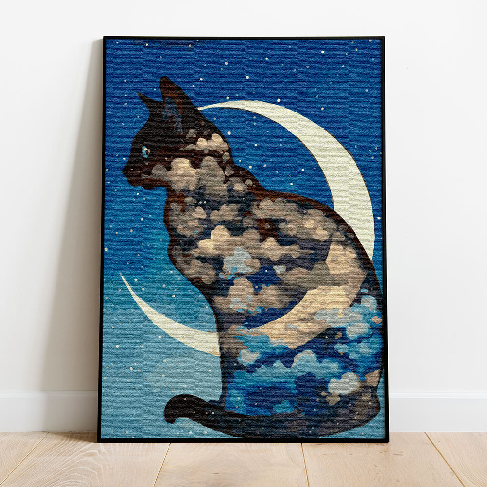 Diy 명화그리기 달과 고양이고급붓세트 풍경화 캔버스 직장인취미 유화그림 플레이어바웃 플레이어바웃