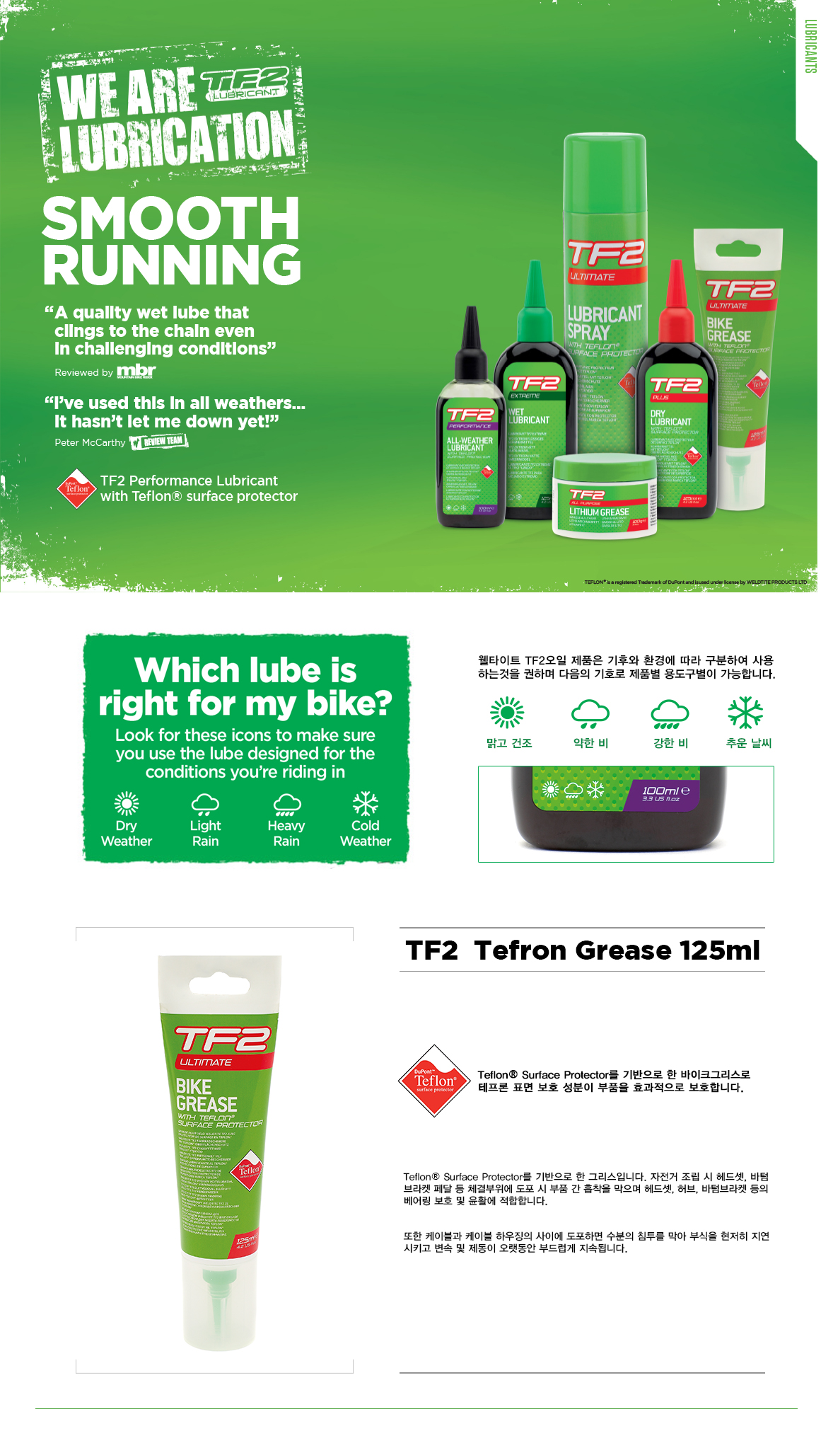웰타이트 TF2 테프론 자전거 체인 오일 사계절 윤활 구리스 : 트레벨로