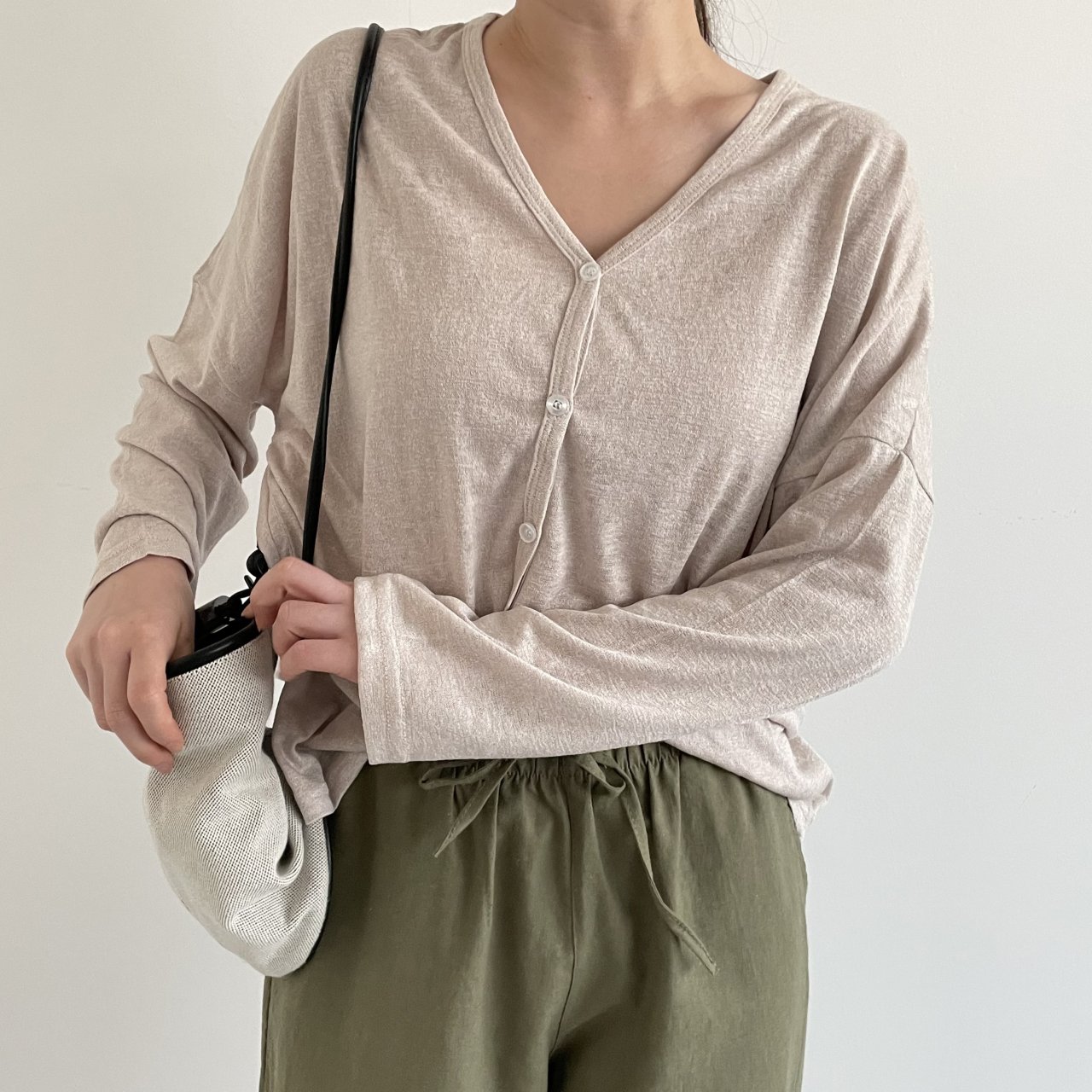 둥실코코 자외선차단🧡6색 루즈핏 쿨 린넨 가디건 얇은 브이넥 롱 하프 여름 긴팔 거즈면 시스루 수영장 바캉스룩 비치