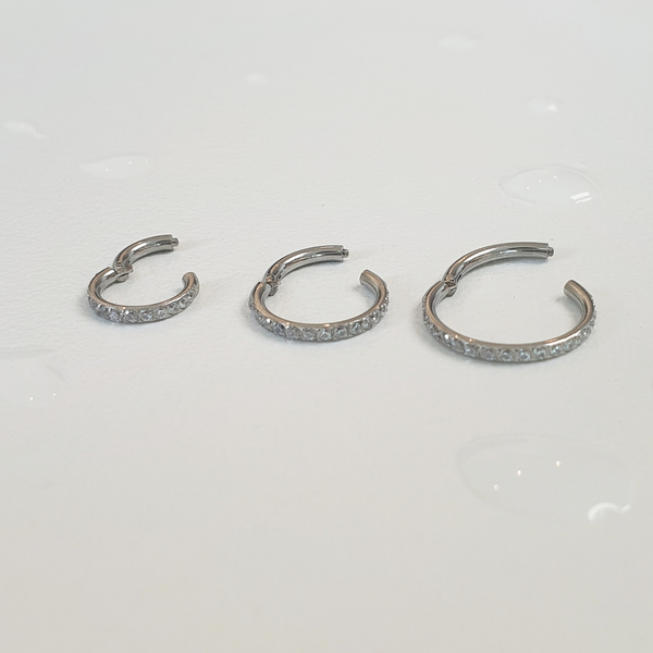 써지컬스틸 세그먼트 링 큐빅 귓바퀴 이너컨츠 코 입술 원터치 피어싱 3size