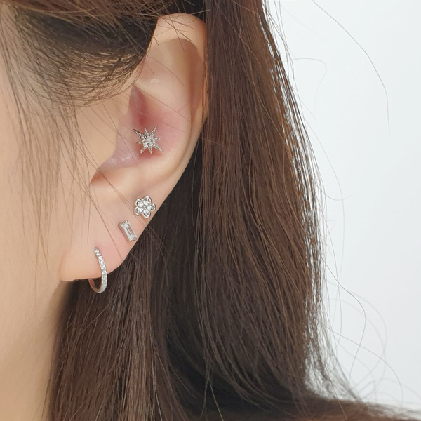 써지컬스틸 세그먼트 링 큐빅 귓바퀴 이너컨츠 코 입술 원터치 피어싱 3size