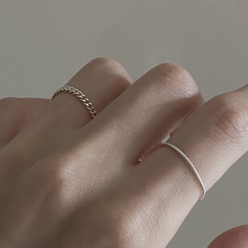 Salt chain silver ring 3types