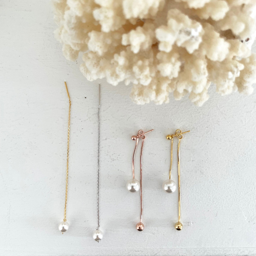 Long Pearl Drop Earrings