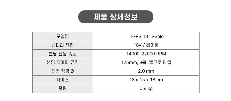 충전 원형 샌더 연마기 샌딩기 배터리미포함 TE-RS 18 EH0433 – 아인헬 인증몰
