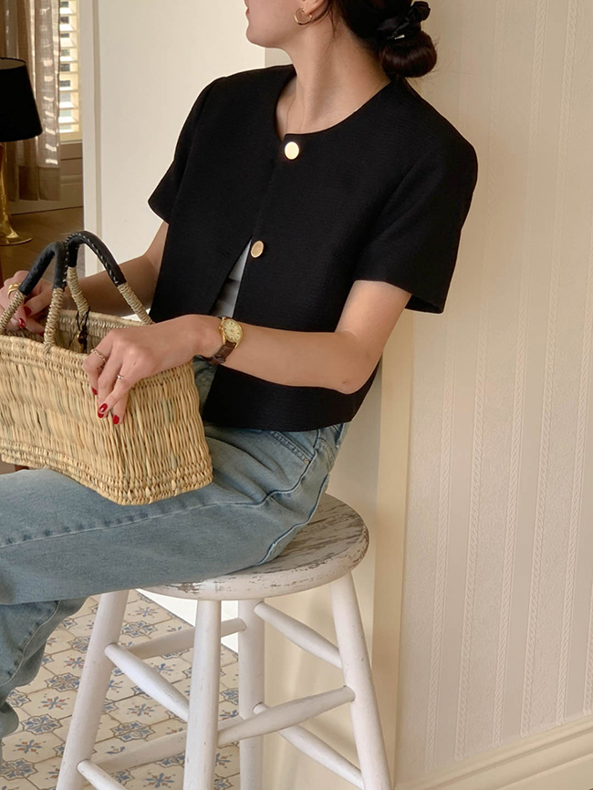 오큐페 [소라당일]아잉 아트 반팔 자켓 (3col) areing 여름트위드자켓