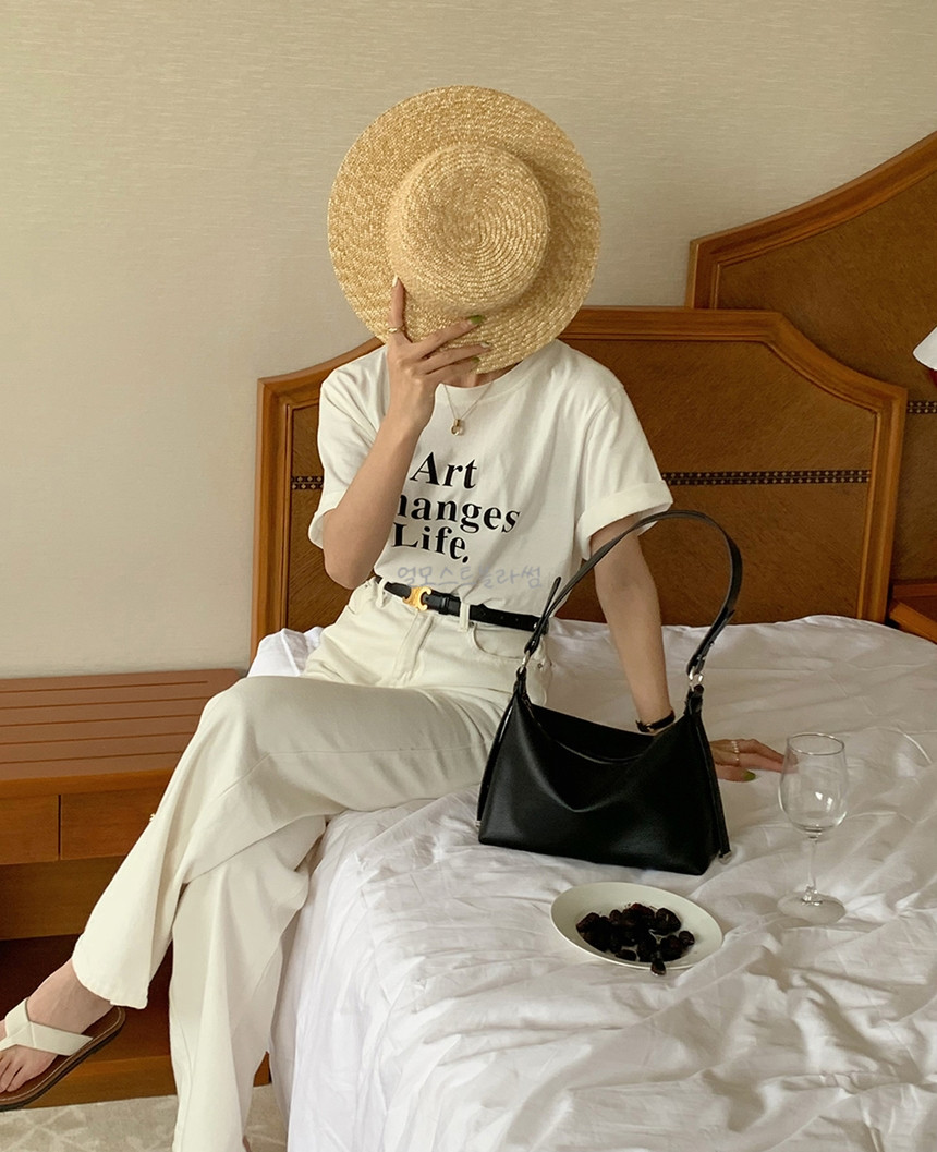 심플 데일리 비건 레더 호보백 숄더 크로스 가방 블랙 베이지 아이보리