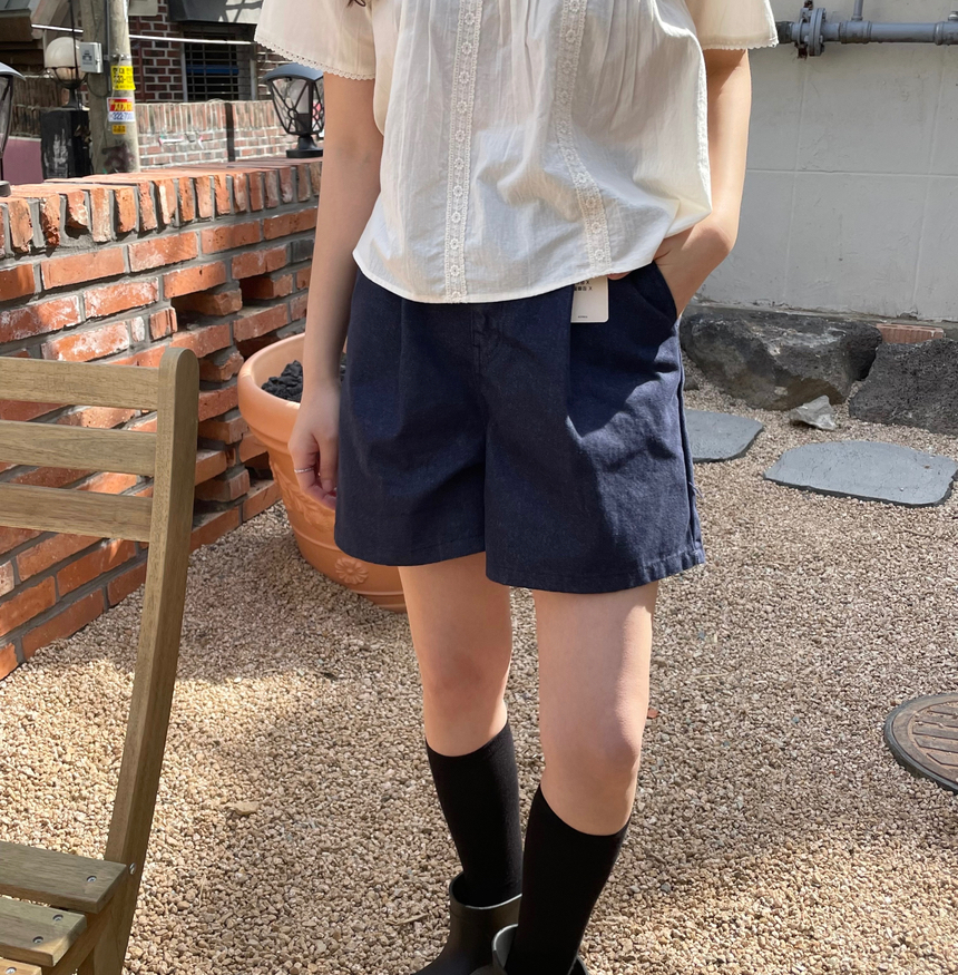 무드인센스 [부분당일/여리여리🌷/2col]핀턱 레이스 퍼프 반팔 블라우스