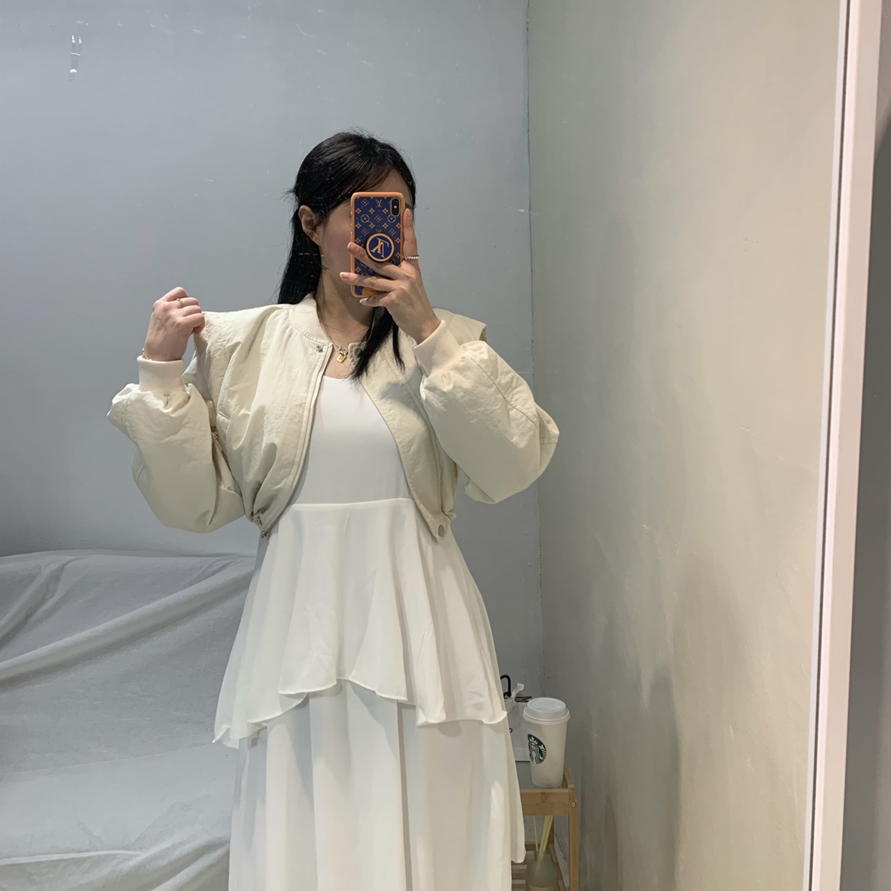 스트링 크롭 항공 점퍼