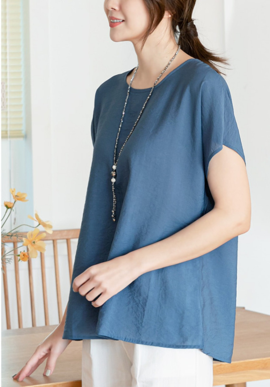 여름 여성 빅사이즈 엄마옷 인견 반팔 블라우스 냉장고 티셔츠 아이스쿨 아줌마 L 2xl