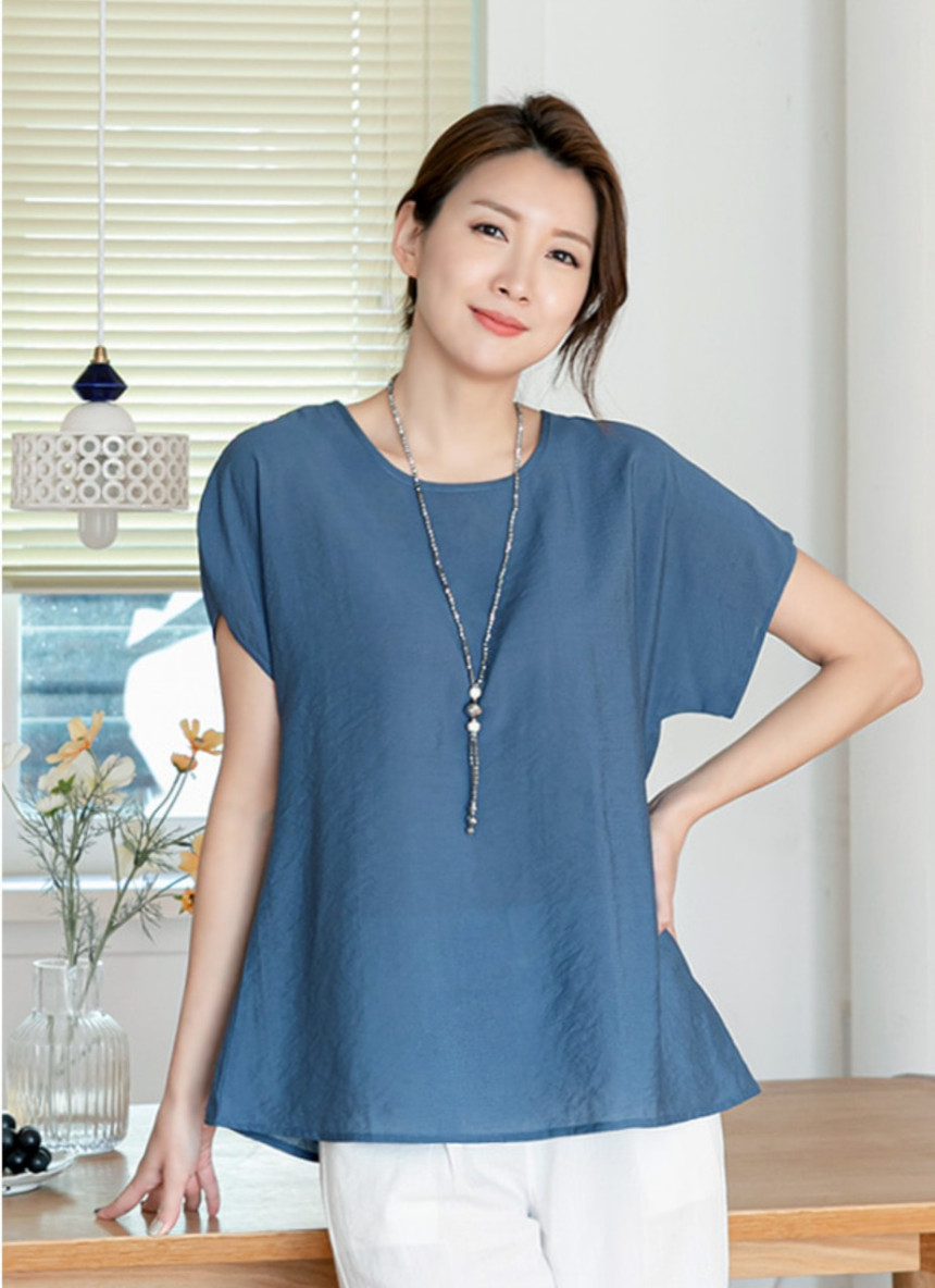 여름 여성 빅사이즈 엄마옷 인견 반팔 블라우스 냉장고 티셔츠 아이스쿨 아줌마 L 2xl