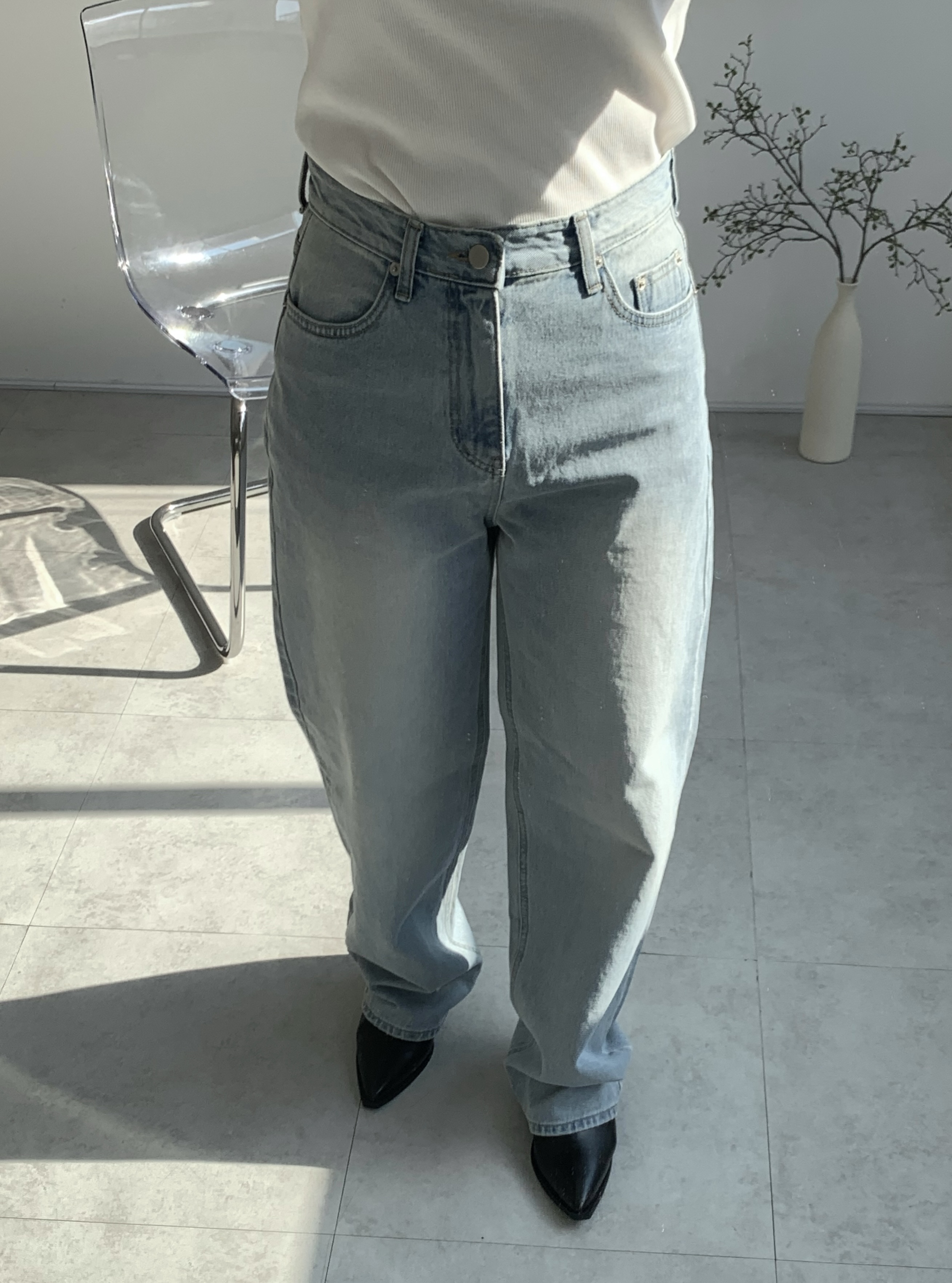 콜린 빈티지 스톤 워싱 와이드 데님 Colin Vintage Stone WashingDN