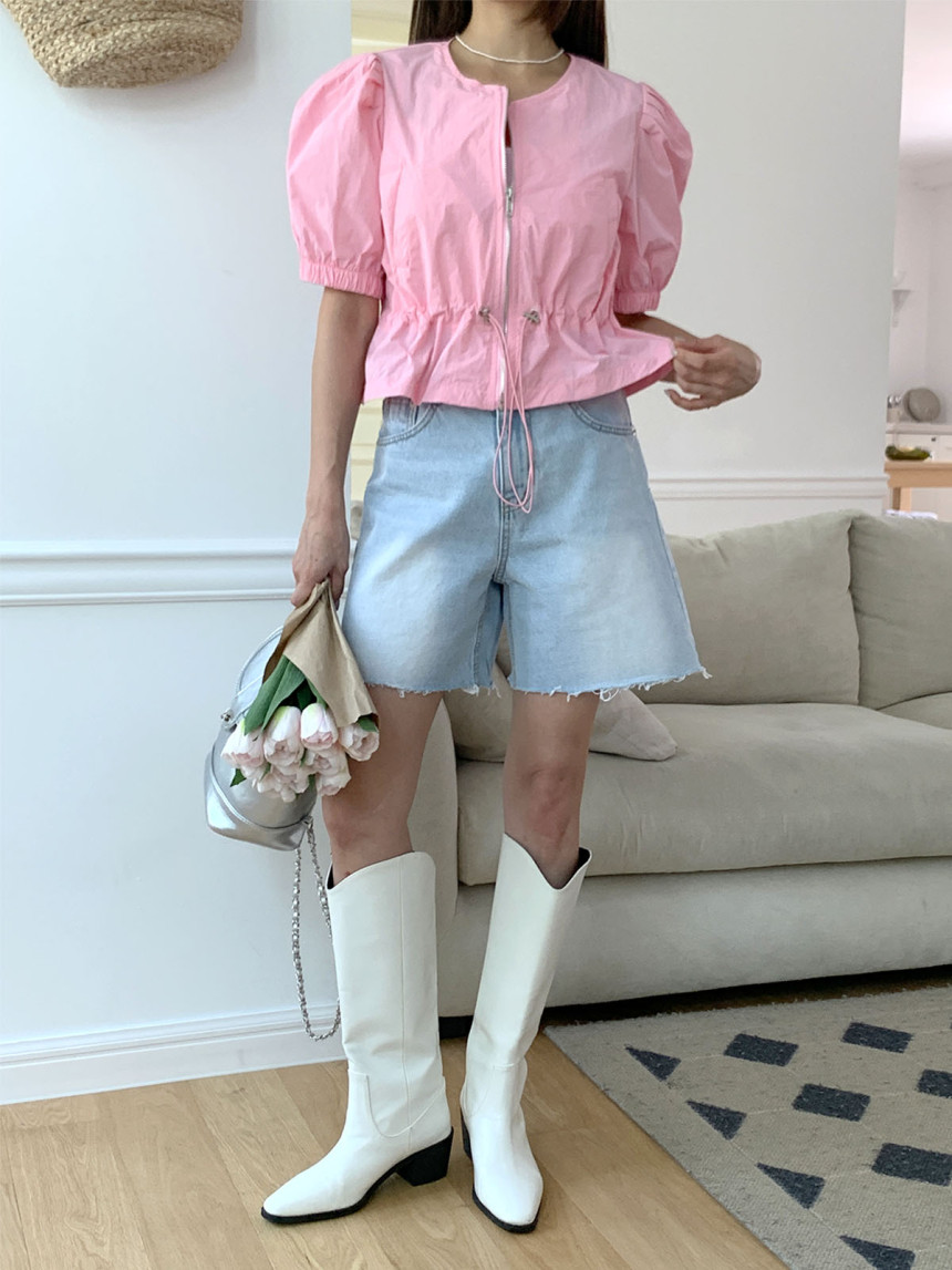바람막이 윈드브레이커 여름 여성 점퍼 아우터 잠바 얇은 블루종 여자 크롭 집업 숏 키작녀 흰색 흰 핑크 분홍 카키 블랙 검정 S