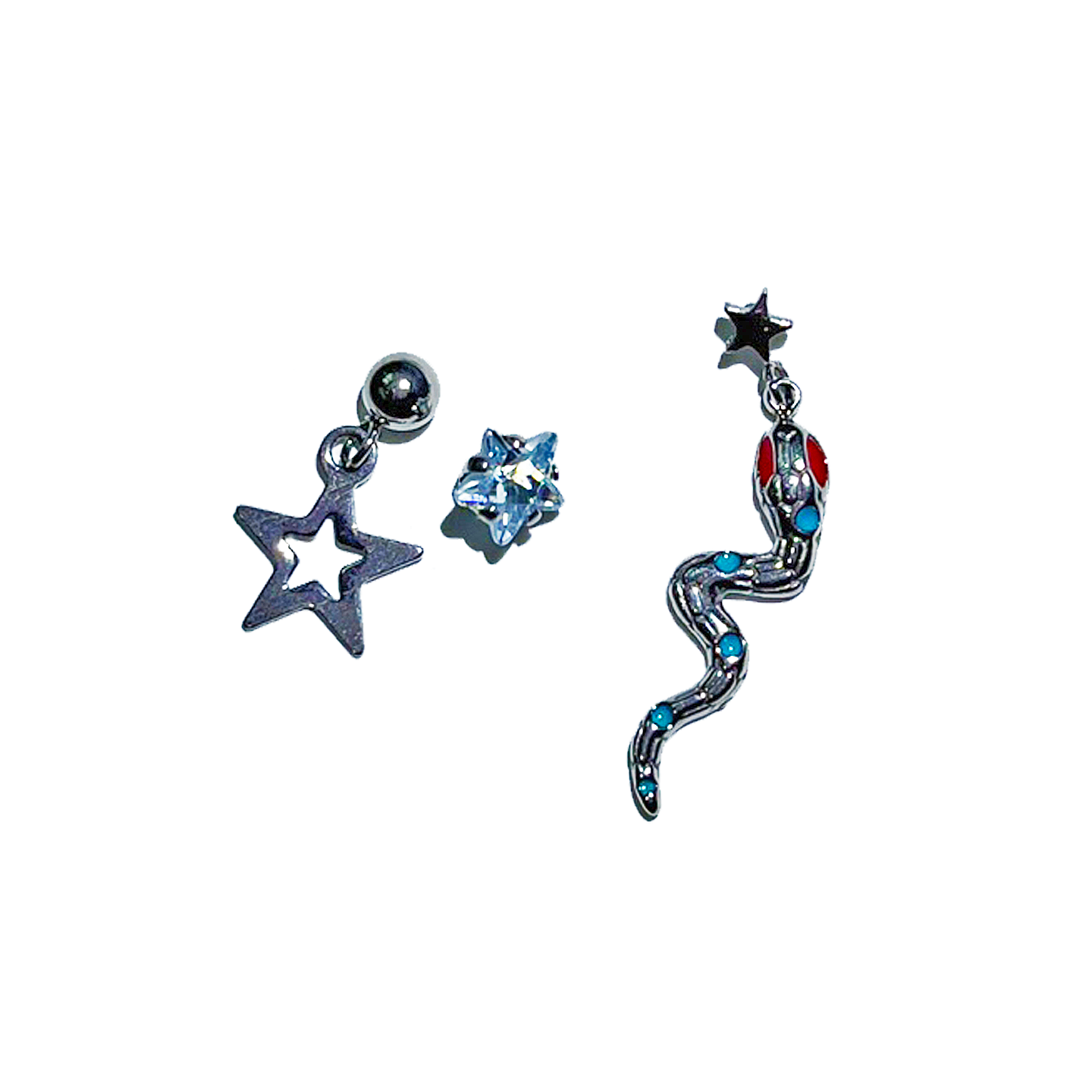 Snake star earring (3pcs set) - 3amgang
