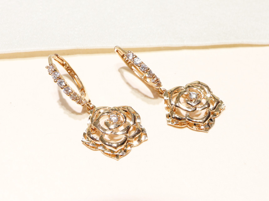 [로이드]14K 컷팅 장미 원터치 Gold 귀걸이 (LOSM2086G) - 현대Hmall