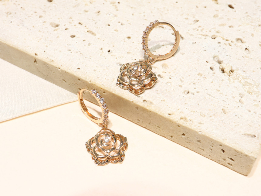 [로이드]14K 컷팅 장미 원터치 Gold 귀걸이 (LOSM2086G) - 현대Hmall