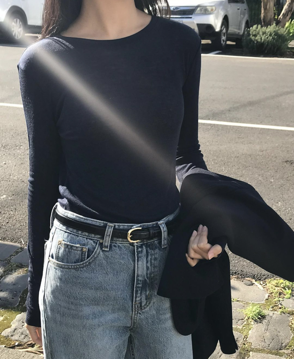 jinsim 진심 스토니 롱 슬리브 티셔츠 울 텐셀 긴팔 라운드 이너 t (5col)