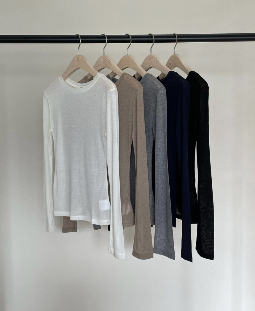 비엔느 [무배] Jinsim 진심 스토니 롱 슬리브 울 텐셀 티셔츠 (5colors)