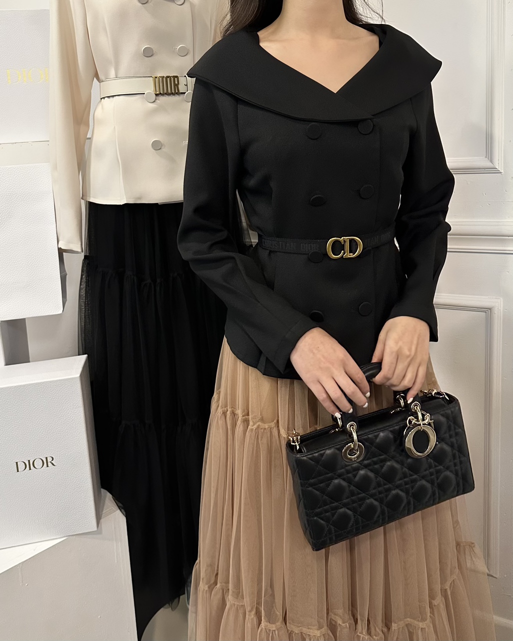 [무배/제이원] 세일러 빅카라넥 오프숄더 더블 버튼 슬림핏 자켓 블라우스/2col