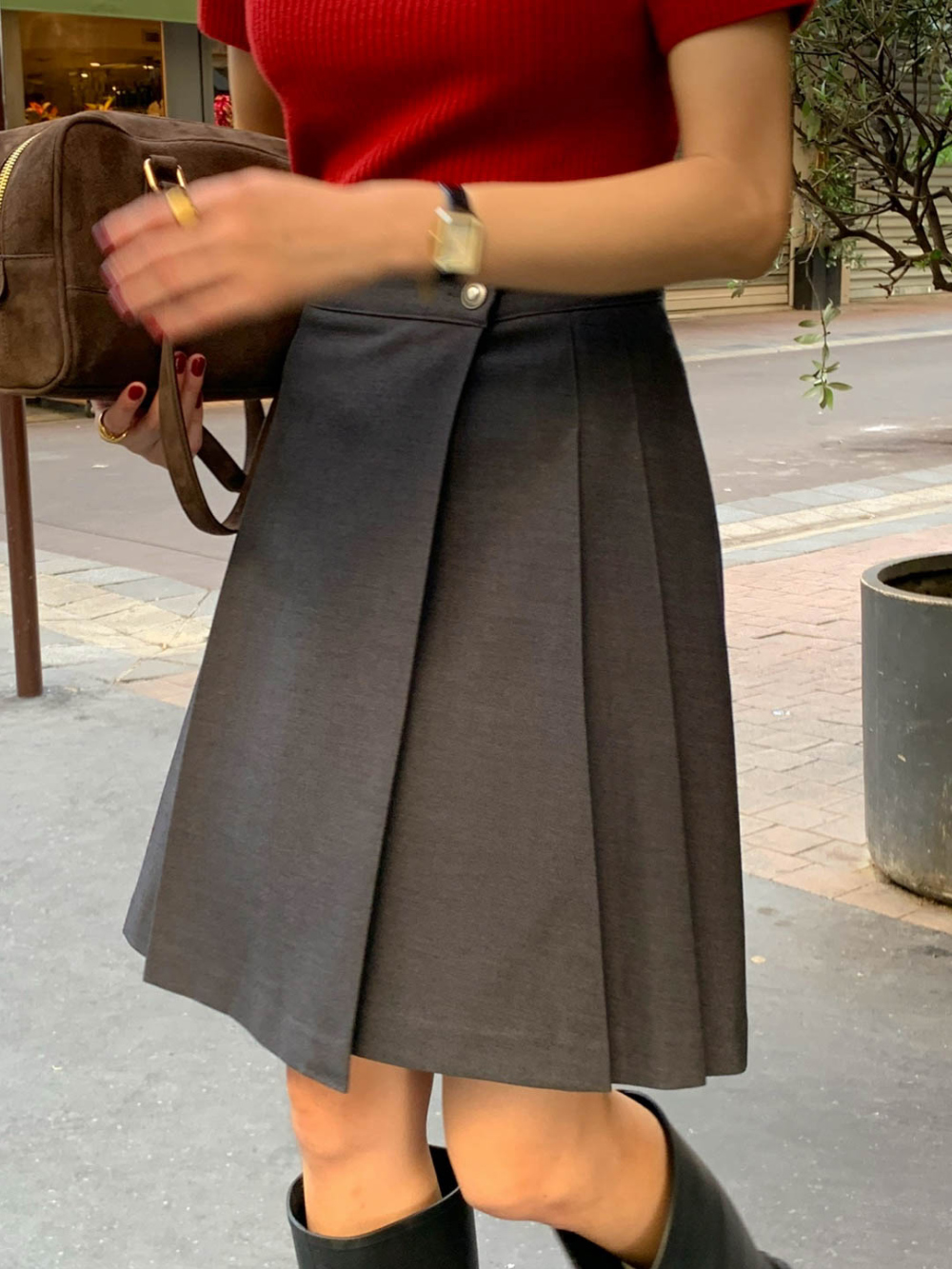 유디나 샘플세일바로배송 인생핏고급진 플리츠미디스커트 랩스커트 가을미디스커트 미디주름스커트 플리츠스커트 아코디언치마