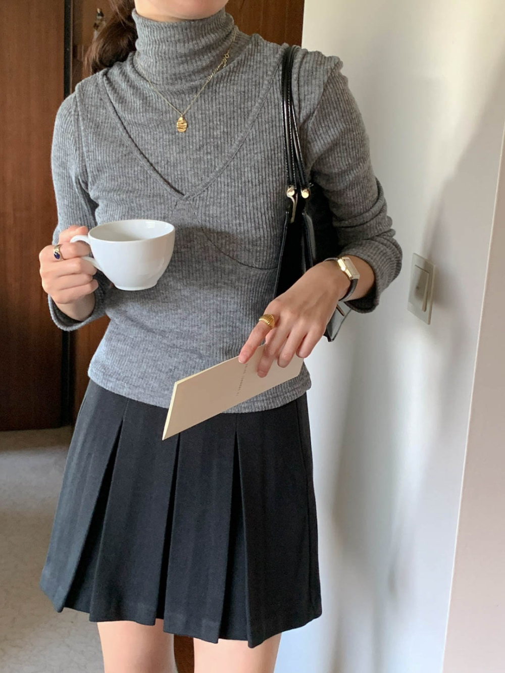 스윗아이 아잉 벌키 골지 폴라 뷔스티에 세트 4col areing