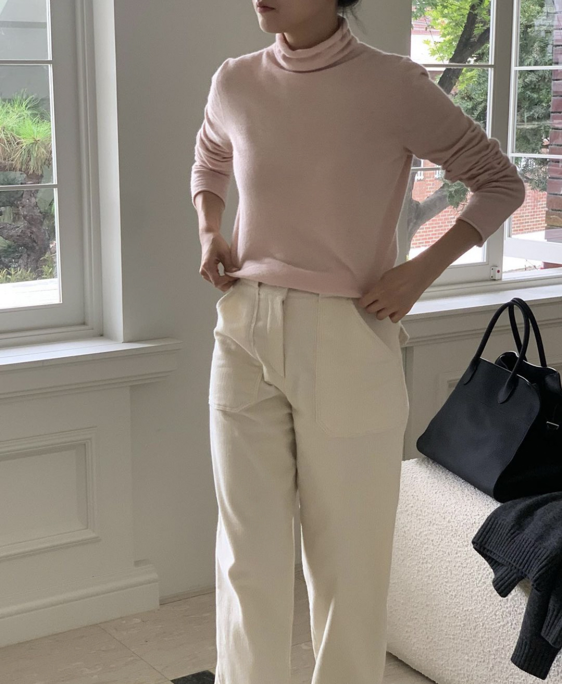 오브젝트 밍크 터틀넥 니트 홀가먼트 캐시 메리노울 긴팔 nt (4col)