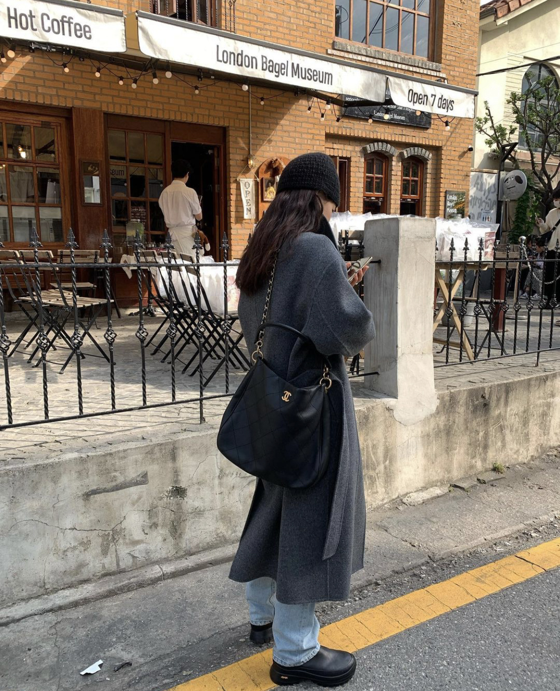 BR 스탠드 코트 핸드메이드 울 하이넥 스트랩 롱 ct (4col)