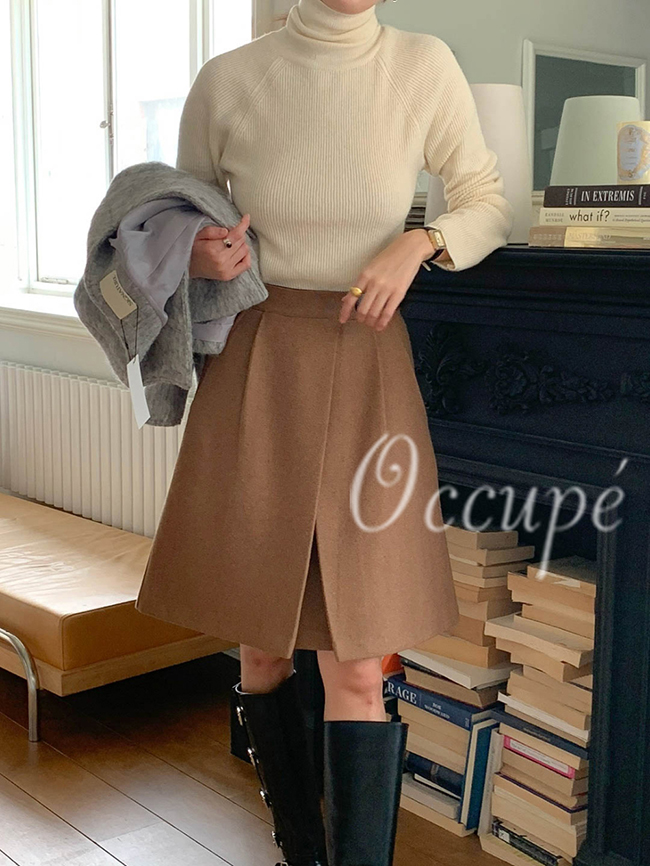 오큐페 [베이지당일]시그니처 미카 스커트 (2col) signature 울 미디스커트