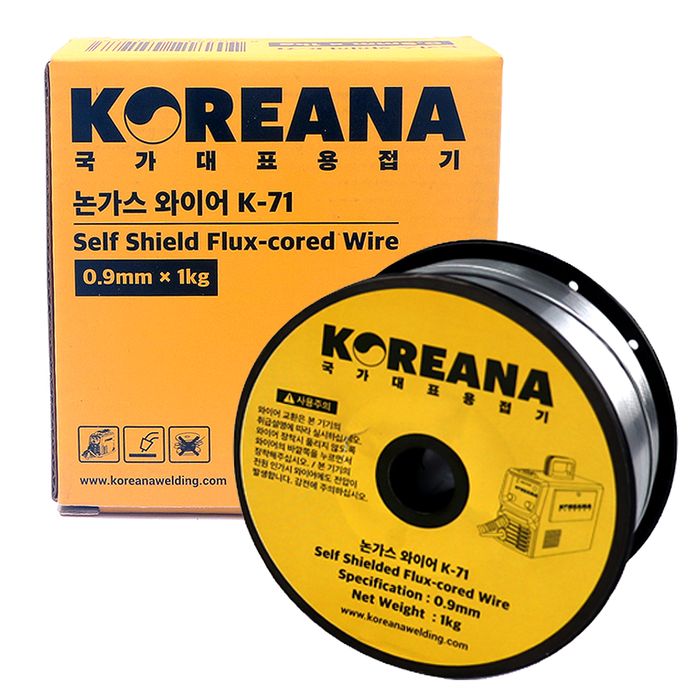 코리아나 논가스 용접봉 0.9mm 1kg 철 용접 스틸 K-71 플럭스 코드 와이어 용접기 노가스 연강 MIG 100D ...