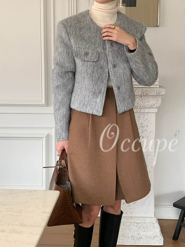 오큐페 [베이지당일]시그니처 미카 스커트 (2col) signature 울 미디스커트