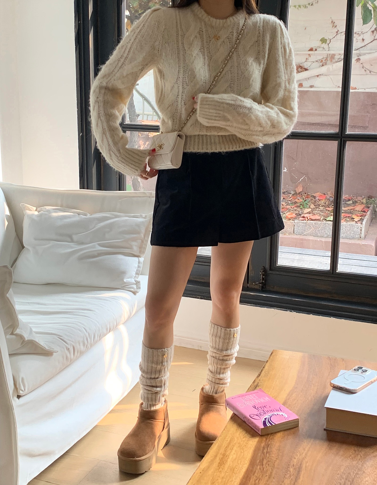 미엘 올리브 니트 (3col) miel 알파카 꽈배기 크롭니트