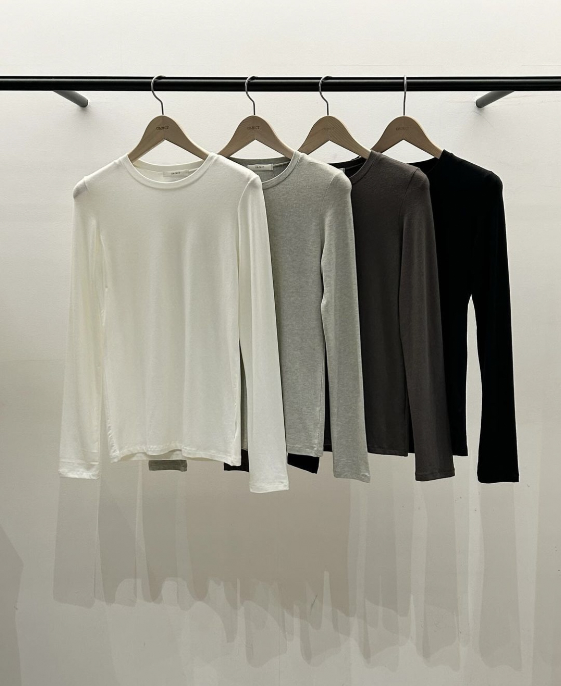 오브젝트 롱 슬림 티셔츠 앙고라 스판 라운드 긴팔 웜 이너 t (4col)