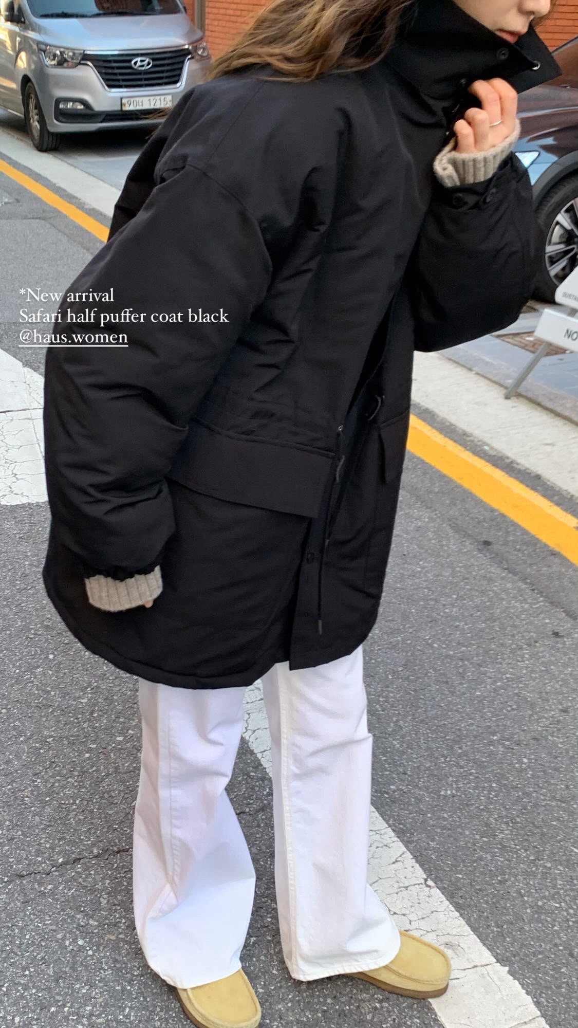 haus 하우스 사파리 하프 푸퍼 코트 하이넥 집업 누빔 점퍼 (2col)