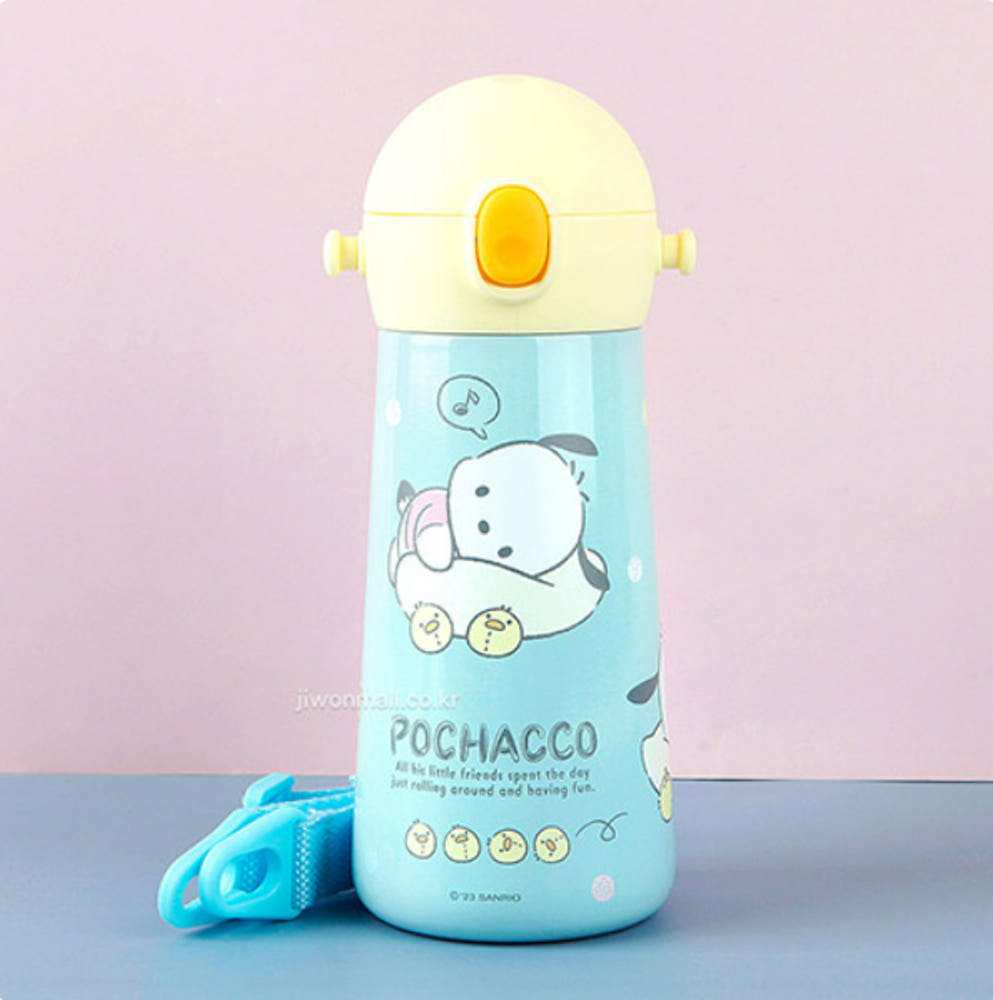 포차코 더보틀 몰리 원터치 어깨끈 이중스텐 물통 460ml 아동 유아 어린이 물병 단뽀뽀