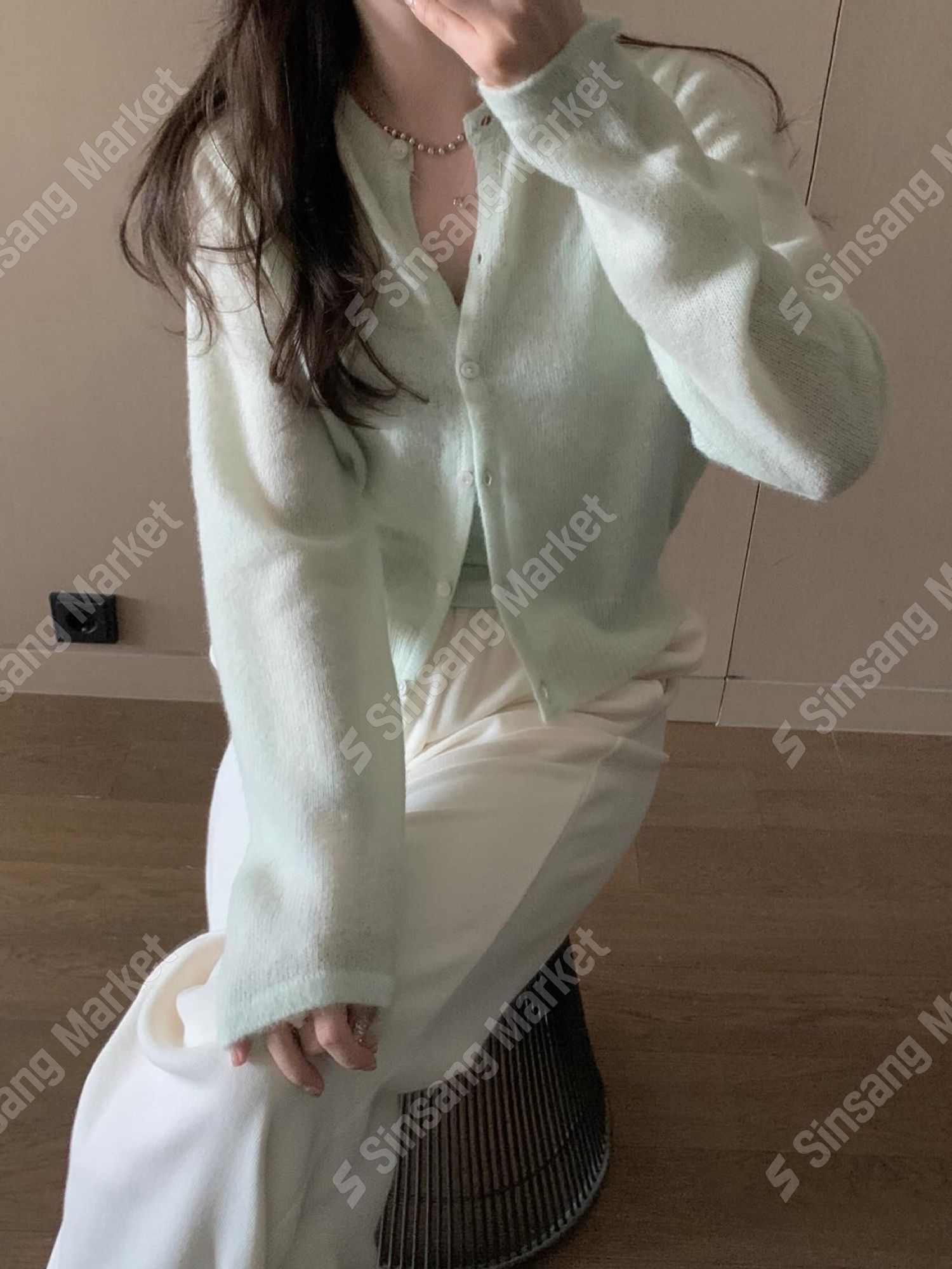 스윗아이 프리티영띵 베이비 알파카 가디건 뒷리본 자수 Pyt 봄 4col 프영띵