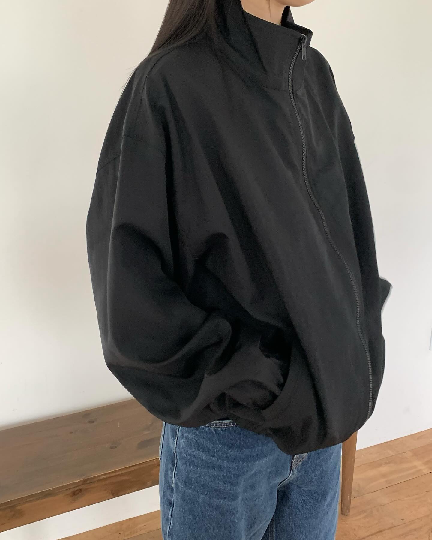 오브젝트 글로시 점퍼 나일론 긴팔 하이넥 바람막이 집업 jp (2col)