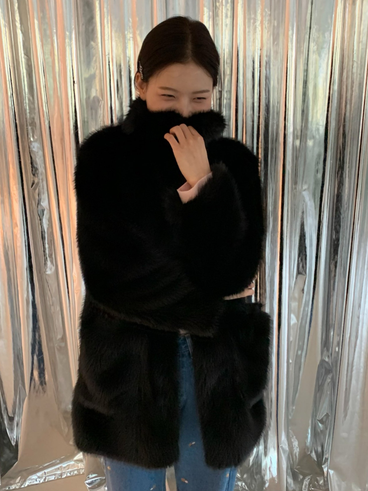 SNTA 러브마이산타 베어 퍼 카라 하프 코트 2color - 유이르무이
