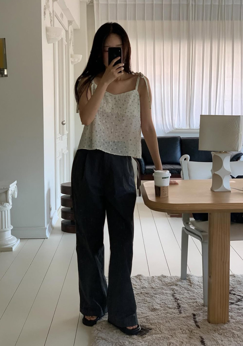 JINSIM 진심 위드 썸머 코튼 핀턱 일자 와이드 팬츠 2color - 유이르무이