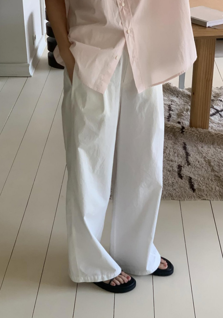 JINSIM 진심 위드 썸머 코튼 핀턱 일자 와이드 팬츠 2color - 유이르무이