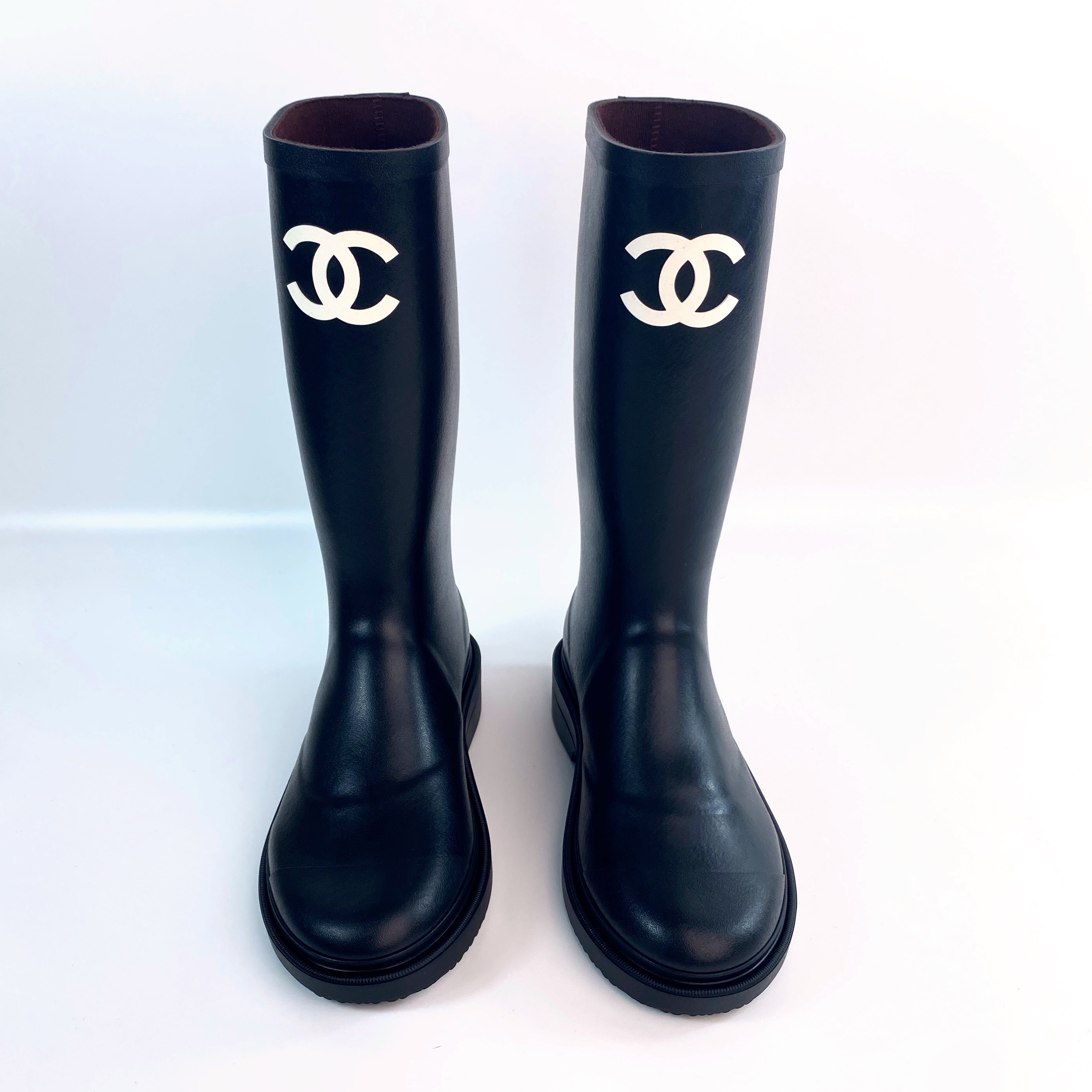 CHANEL CC Logo Classic Rain Boots 141071575 | eBay